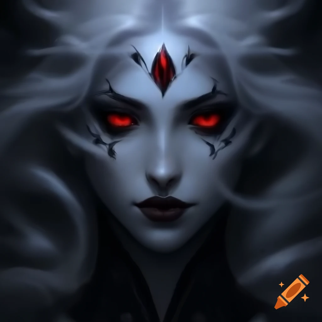 Faceless deity with white flowing hair and heterochromia eyes ...