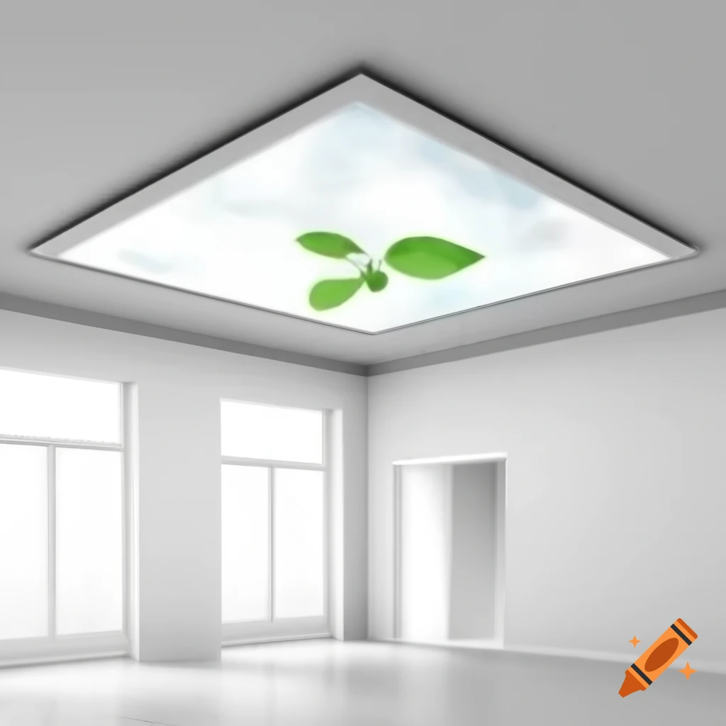 3D rendering of a rectangular false ceiling with gypsum panel and ...