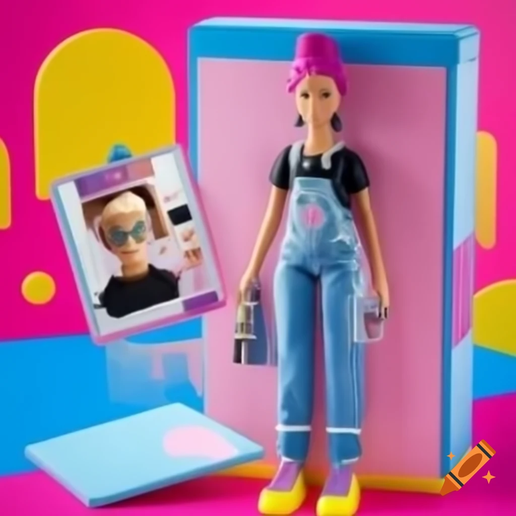 Photorealistic action figure of a journalist in a clear box with ...