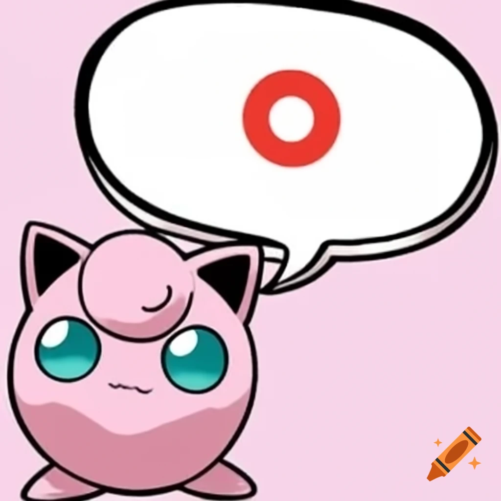 Jigglypuff Pokémon saying 'Soon' in speech bubble on Craiyon