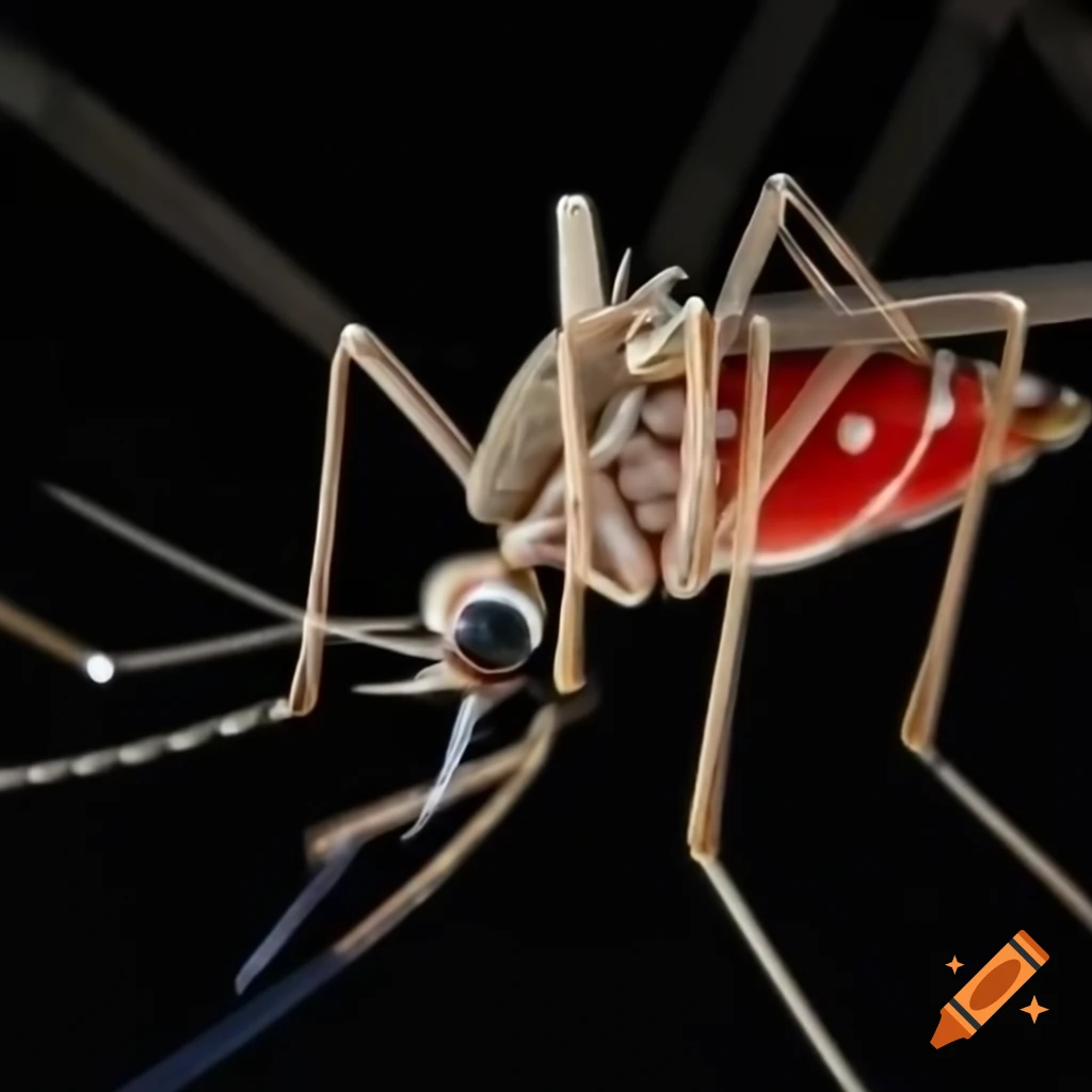 Gigantic parasitic mosquitoes with star-shaped noses and red eyes on ...