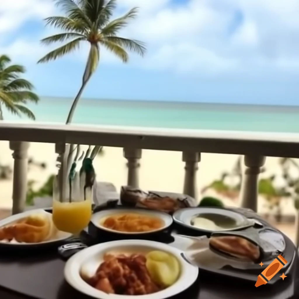 Lunch with a view of Cuba beach and delicious food on Craiyon