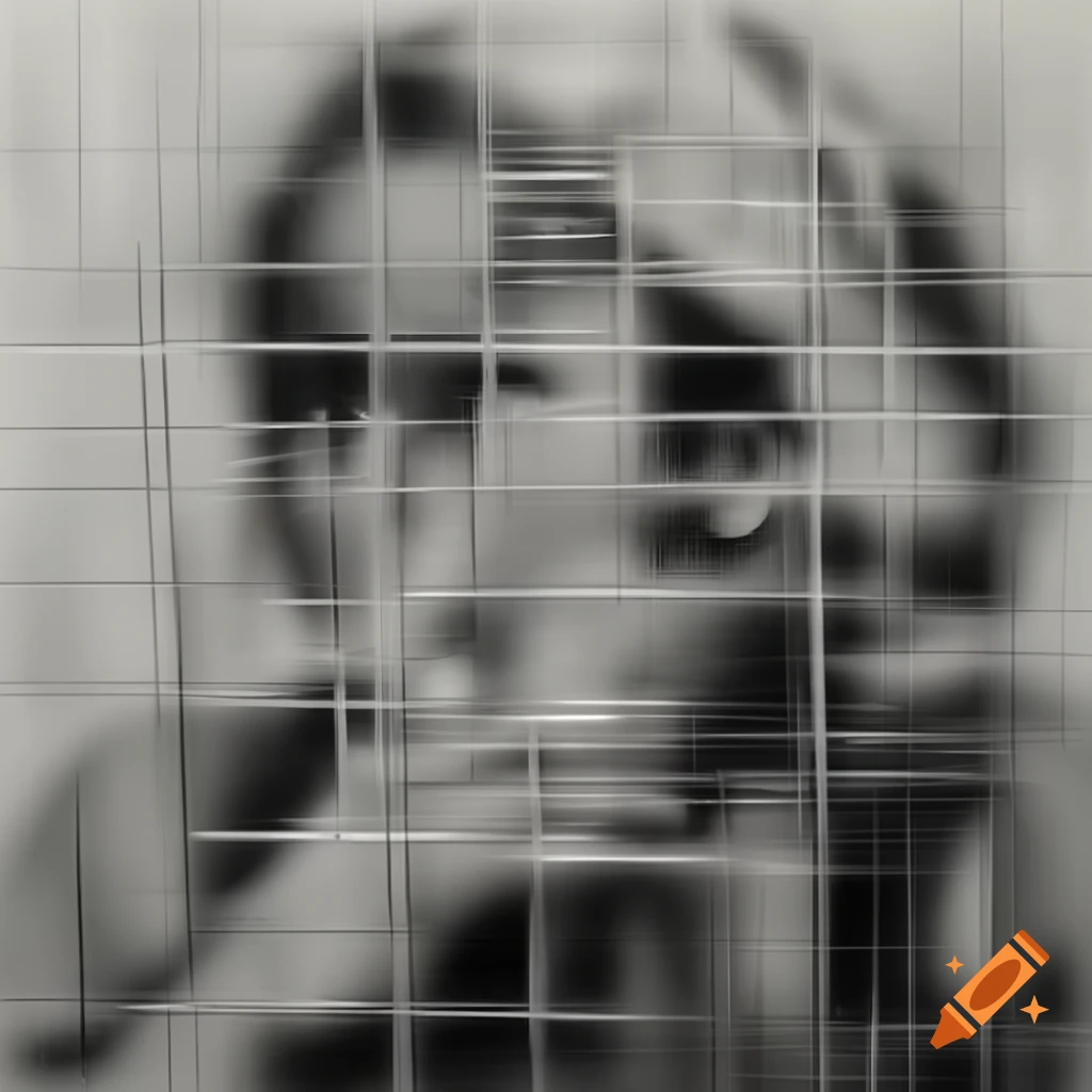 Abstract blurred charcoal face with geometric patterns, inspired by ...