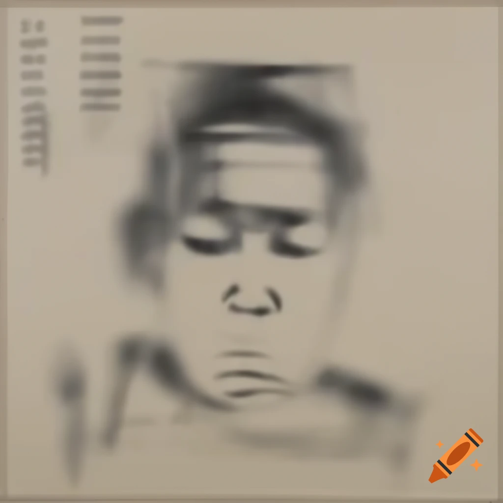 Expressionist line drawing of tired face blurred with charcoal ...