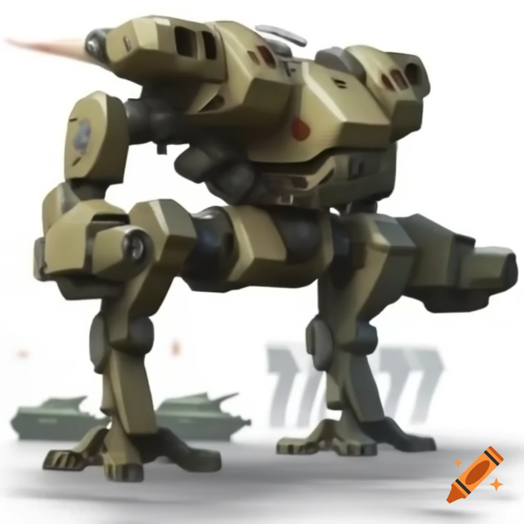 Heavily armored battle mech with angular design inspired by military ...