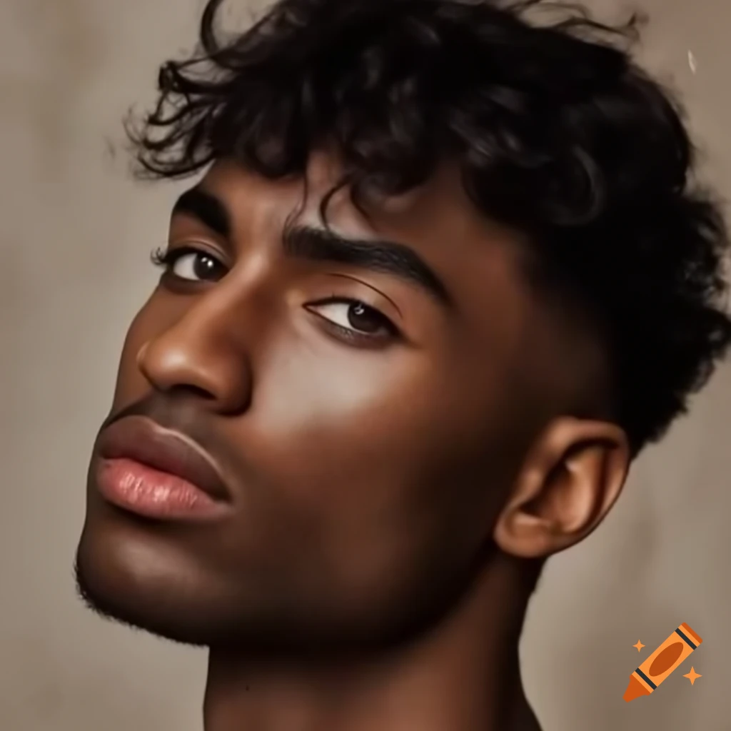 Tall black man with an athletic build observing himself in the mirror ...