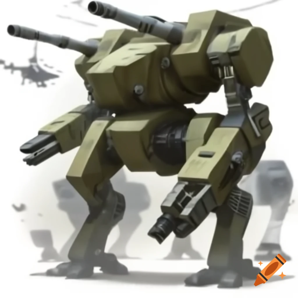 Heavy armored bipedal battle mech with angular design and military ...