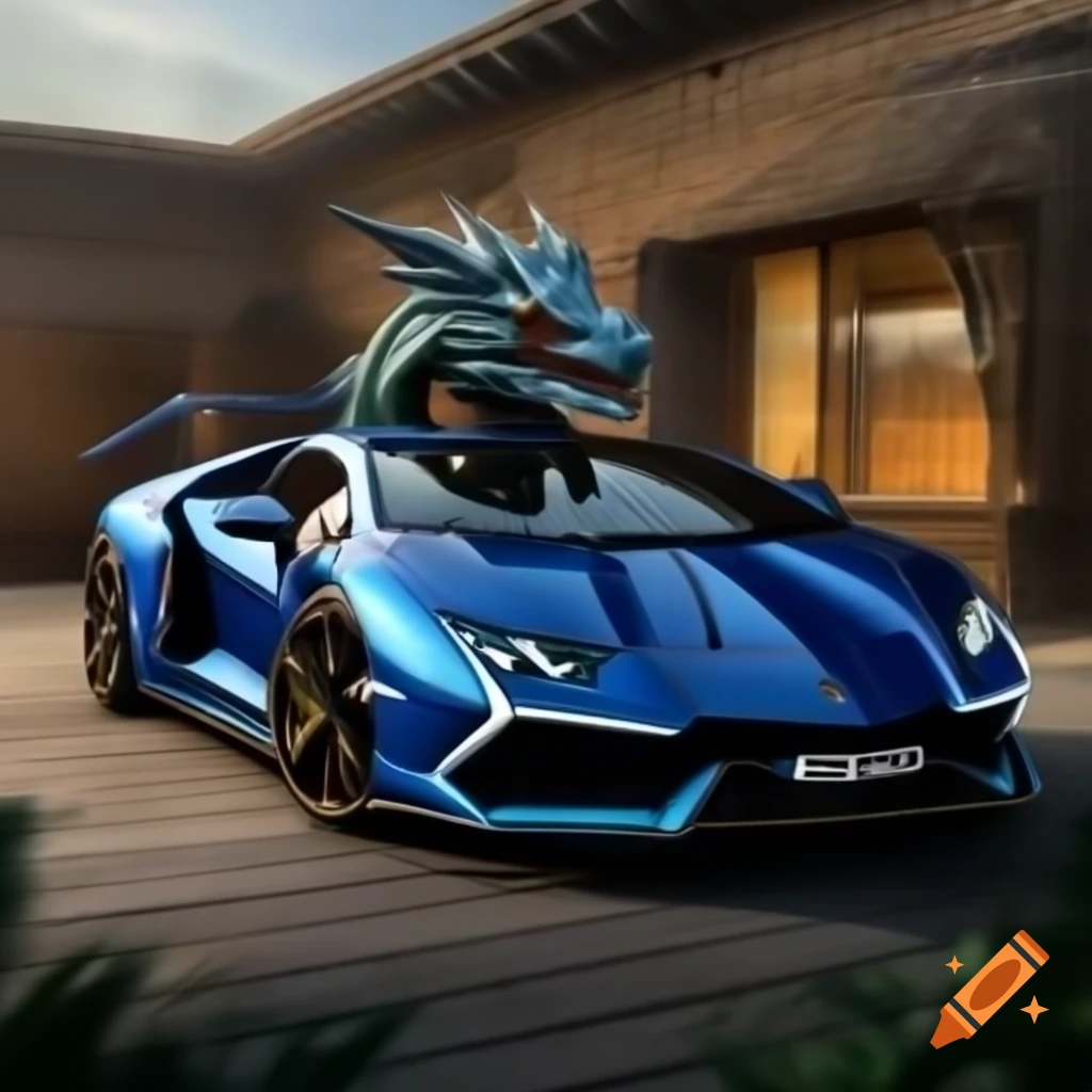 Lamborghini Huracan with dragon head on roof and dragon hands out of ...