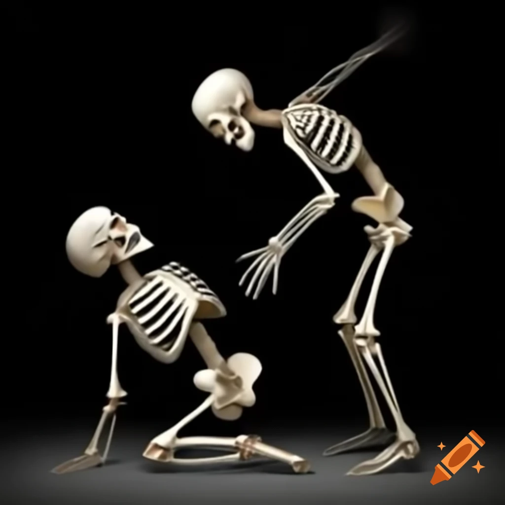 Humorous meme featuring skeletons in a comedic situation on Craiyon