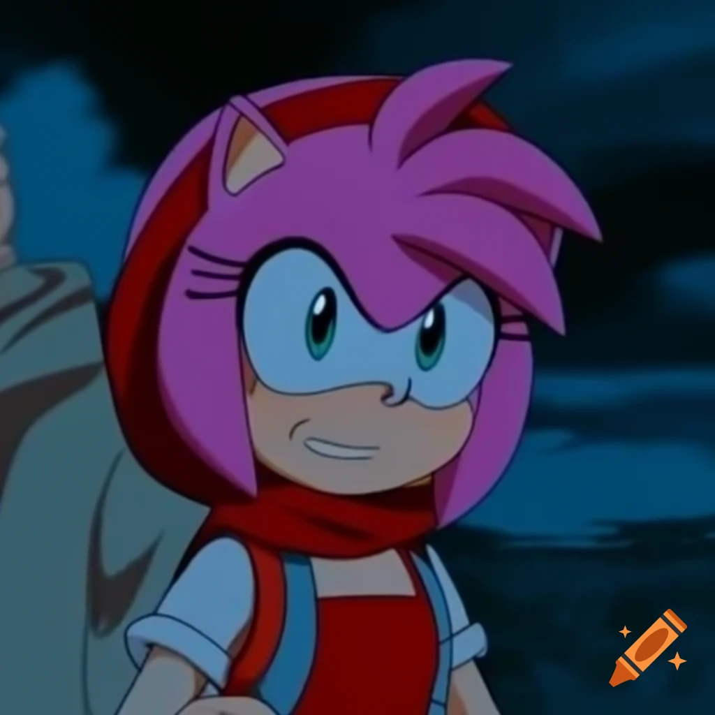 Aged character resembling Amy Rose with signs of wear and exhaustion on ...