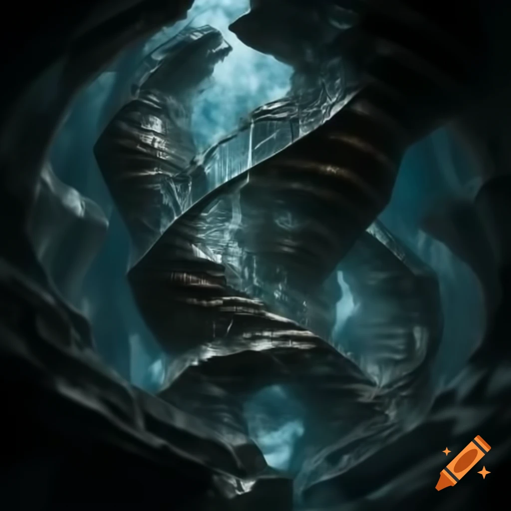 Disorienting abstract scene with flipped images and unsettling ...