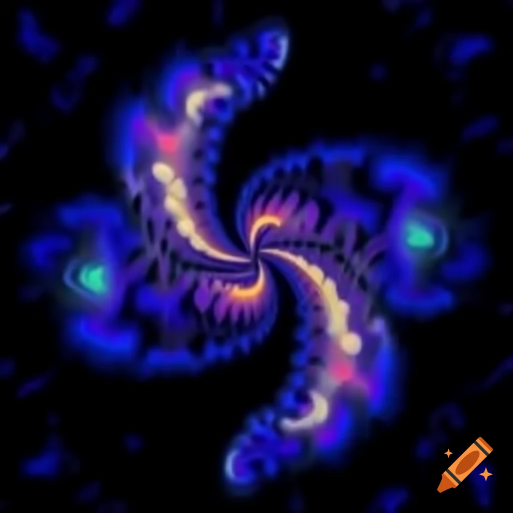 Rocket soaring into vibrant psychedelic fractal patterns on Craiyon