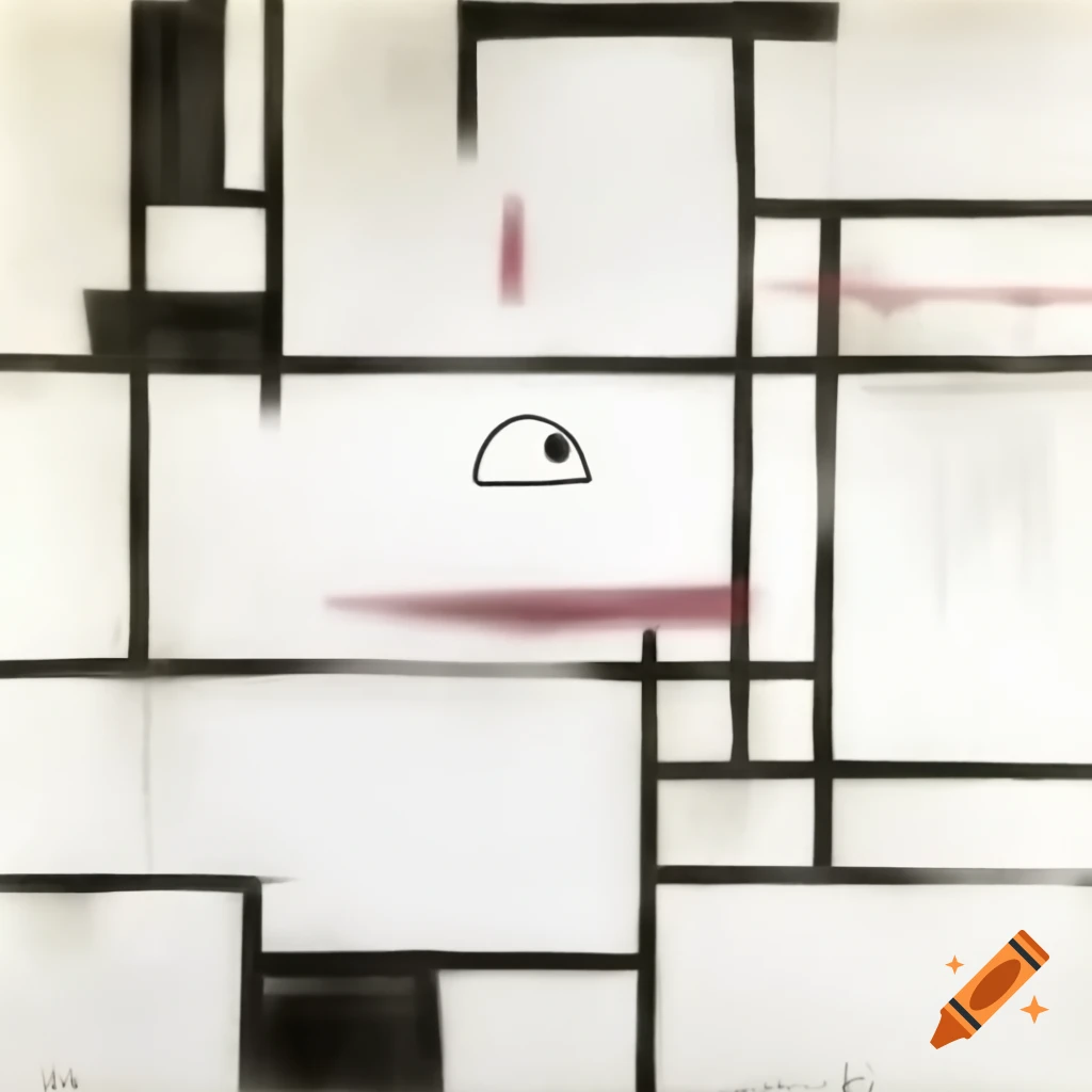 Abstract line drawing of angry face in Mondrian style with vibrant ...
