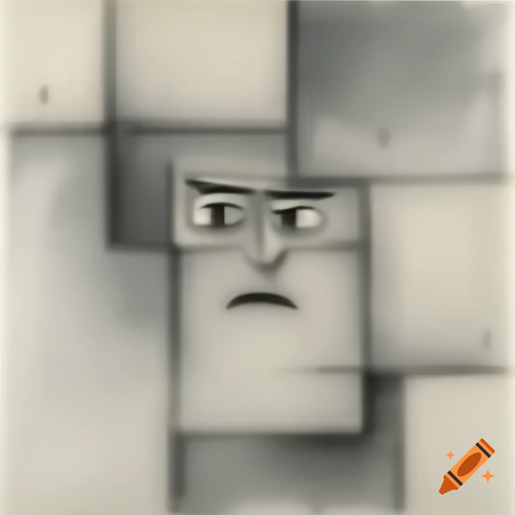 Abstract line drawing of angry face in Mondrian style with vibrant ...