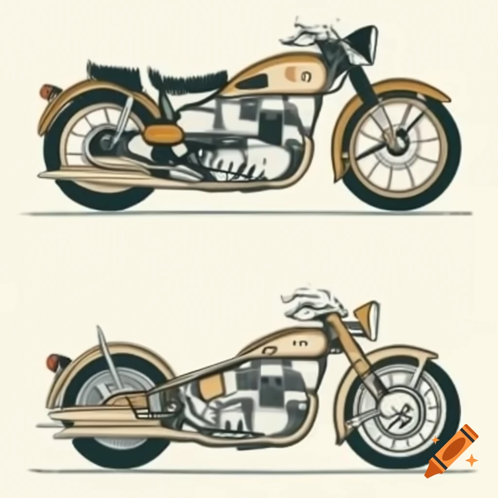 Vintage motorcycle vector art with a scenic view, 1980s style on Craiyon