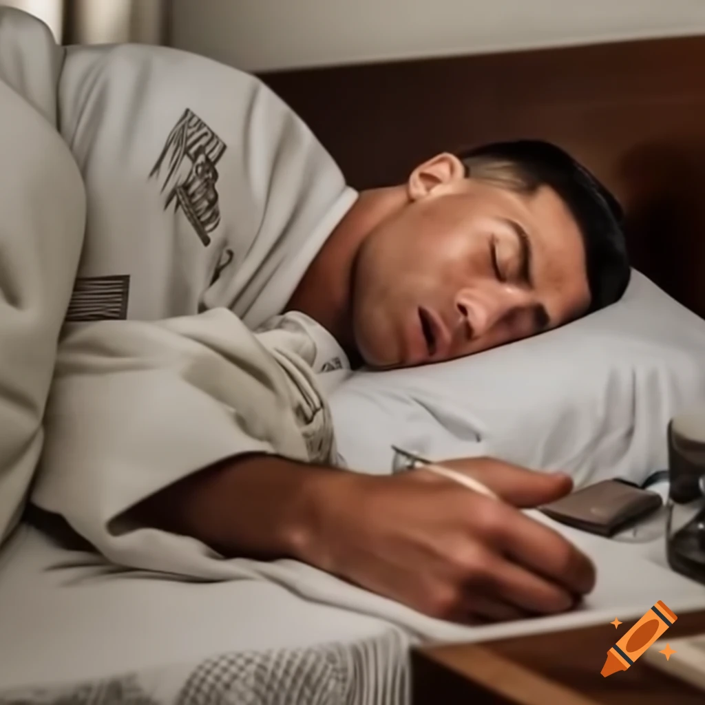 Ronaldo waking up with tape on nose and mouth on Craiyon