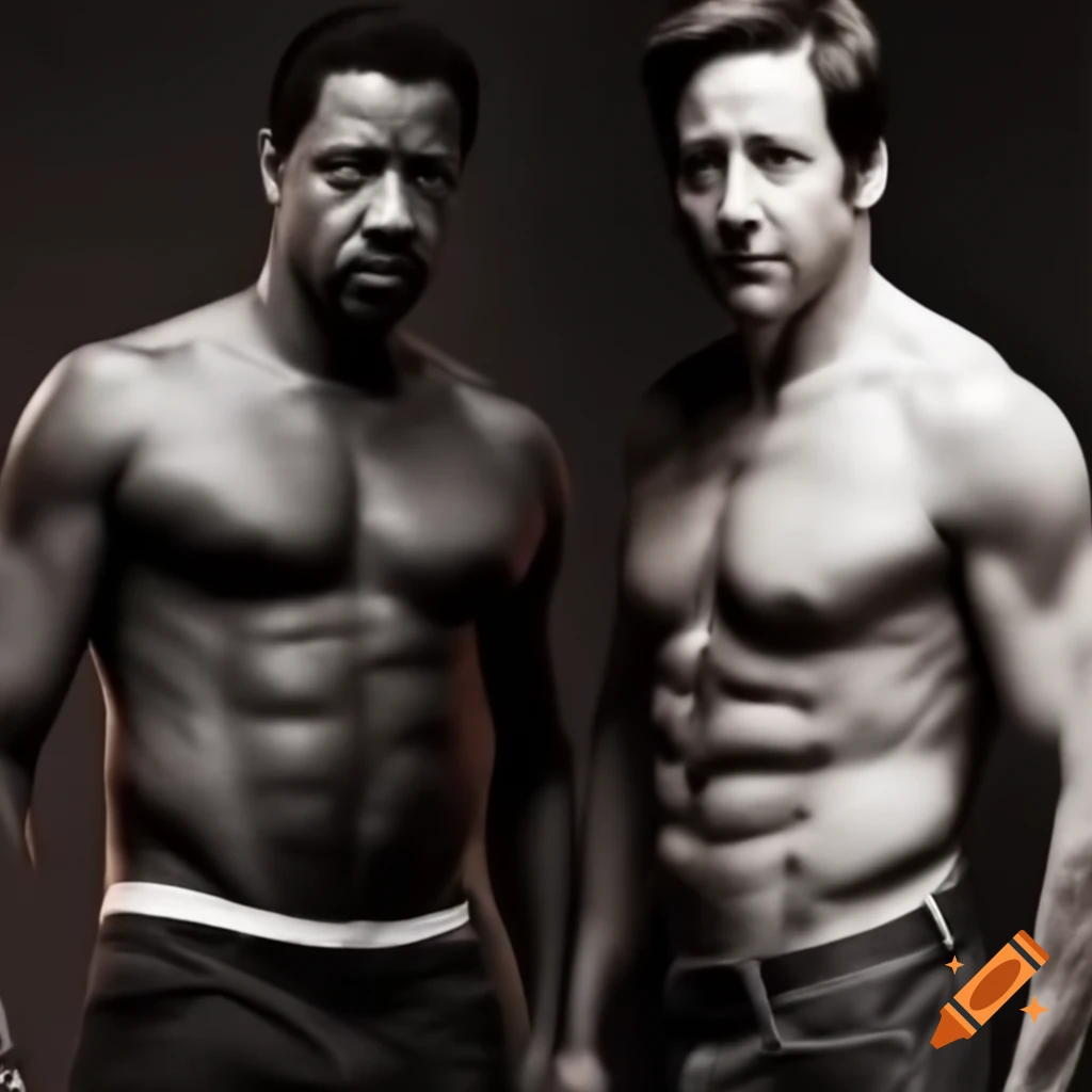 Denzel Washington and David Duchovny showcasing their muscular ...