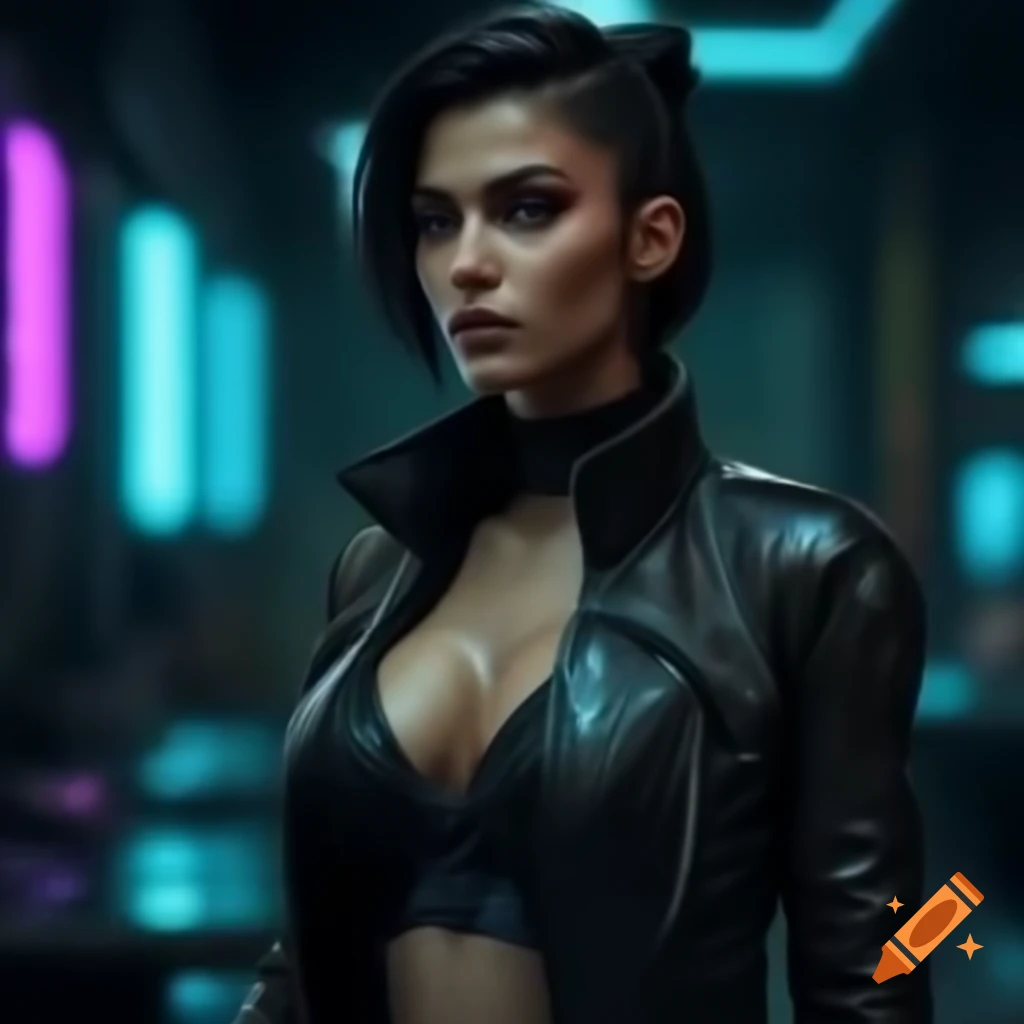 Three dancing tech girls in a cyberpunk futuristic environment on Craiyon