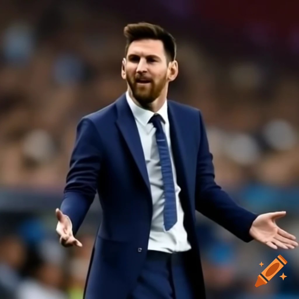 Lionel Messi depicted as a football coach on Craiyon