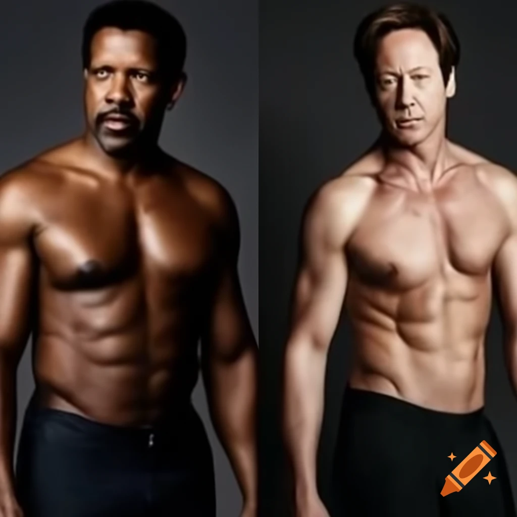 Denzel Washington and David Duchovny showcasing their muscular ...