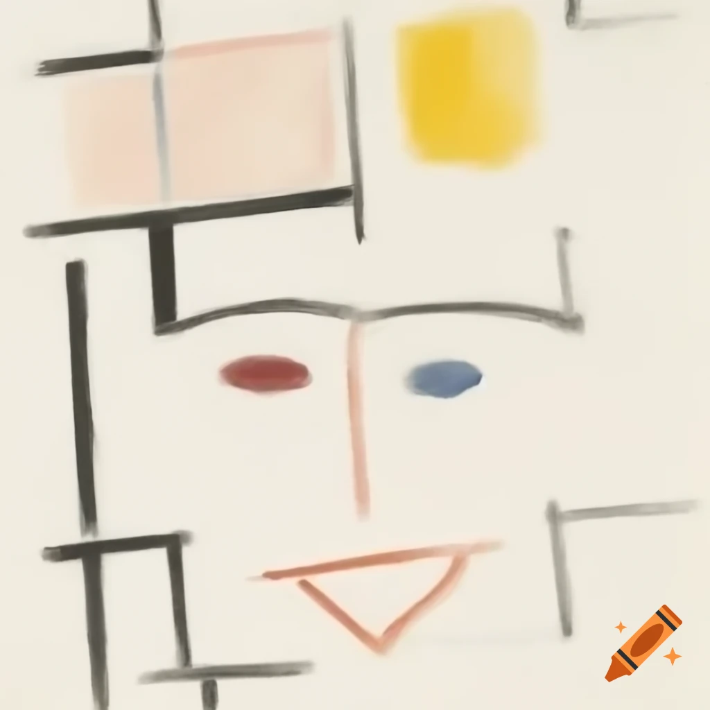 Abstract line drawing of a smiling face in Mondrian and Pollock styles ...