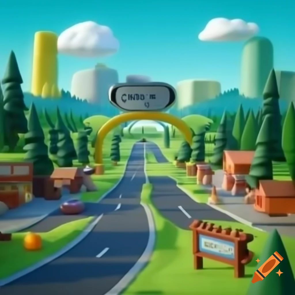 3D cartoon environment titled 'The Baap Show World' with paved road and ...
