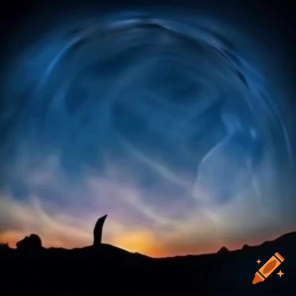 Camel-shaped hot air balloon flying in the sky, ray tracing style on ...