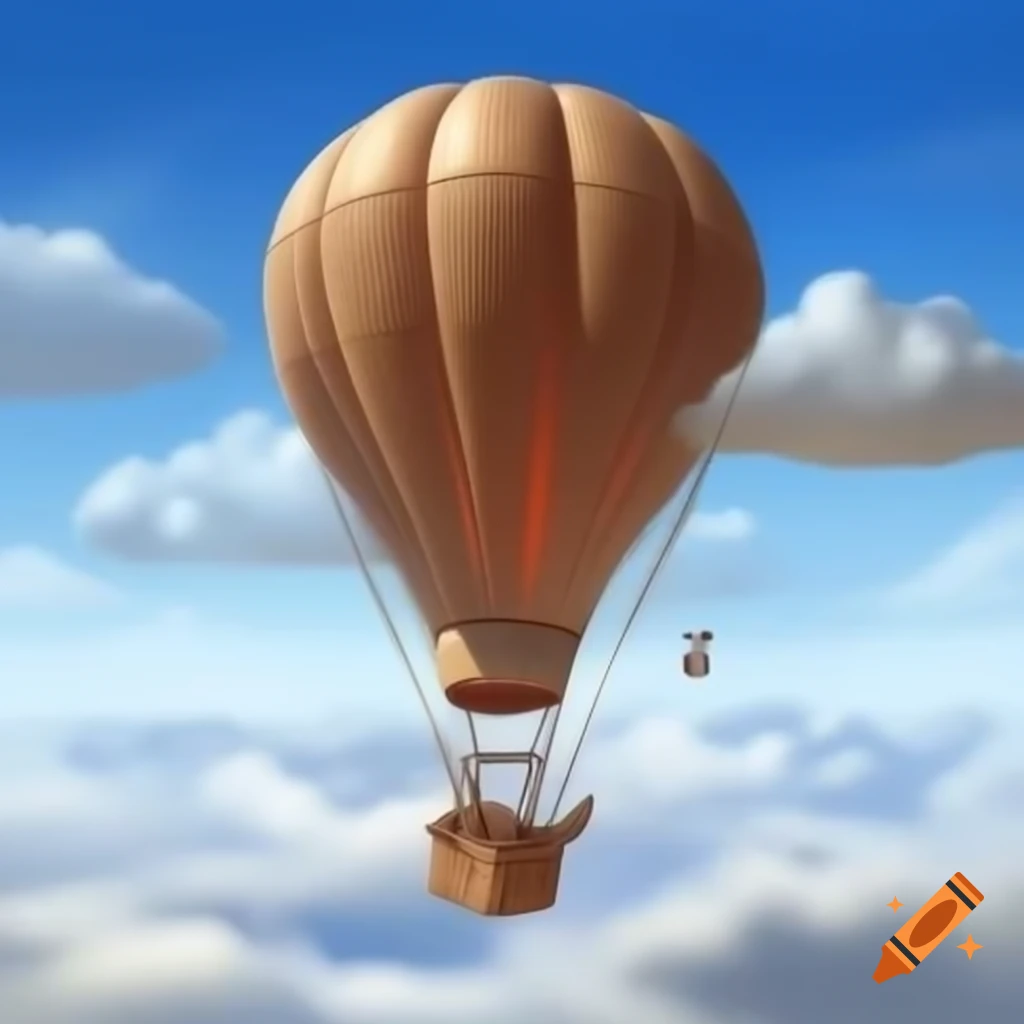 Surreal camel hot air balloon flying in the sky, ray tracing on Craiyon