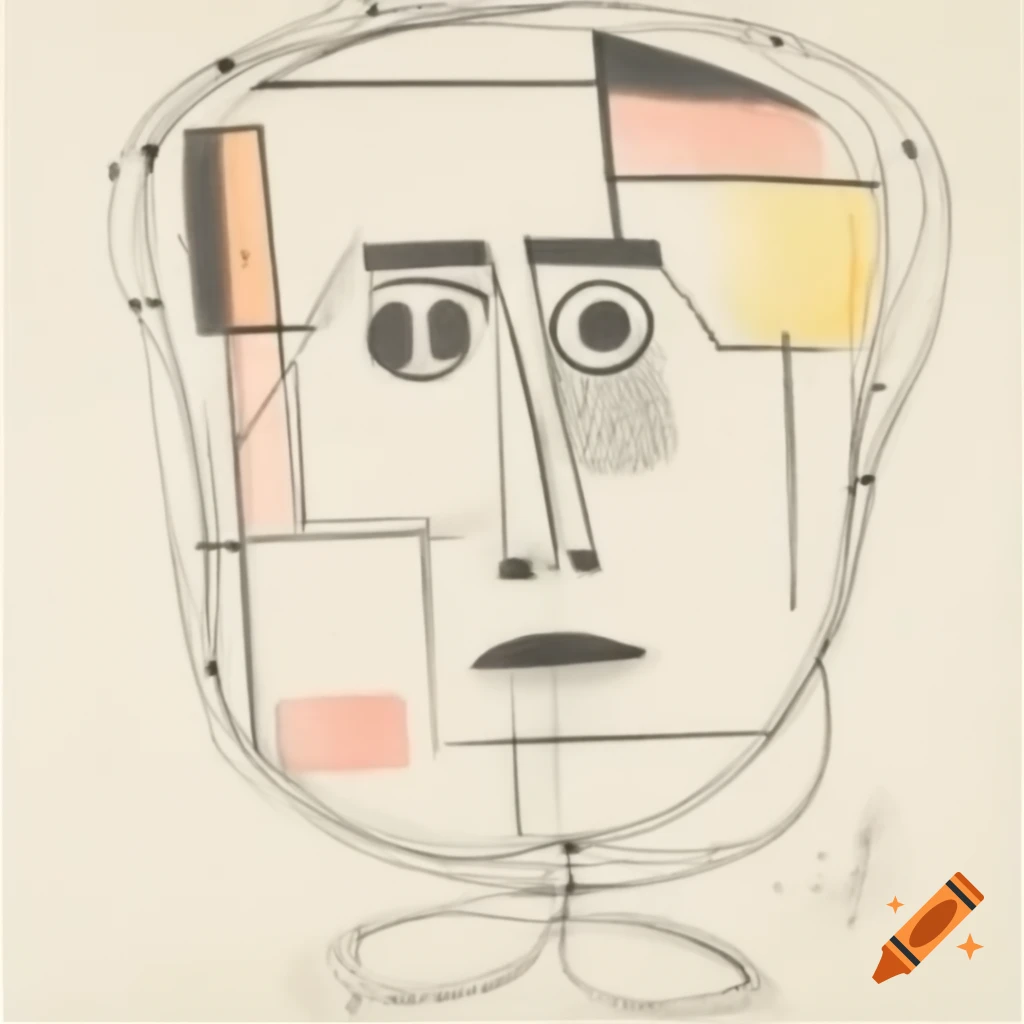 Abstract line drawing of a surprised face in Mondrian and Otto Dix ...