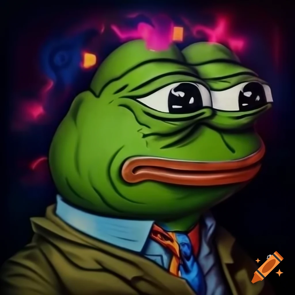 Psychedelic art featuring Pepe the frog in Alex Grey style on Craiyon