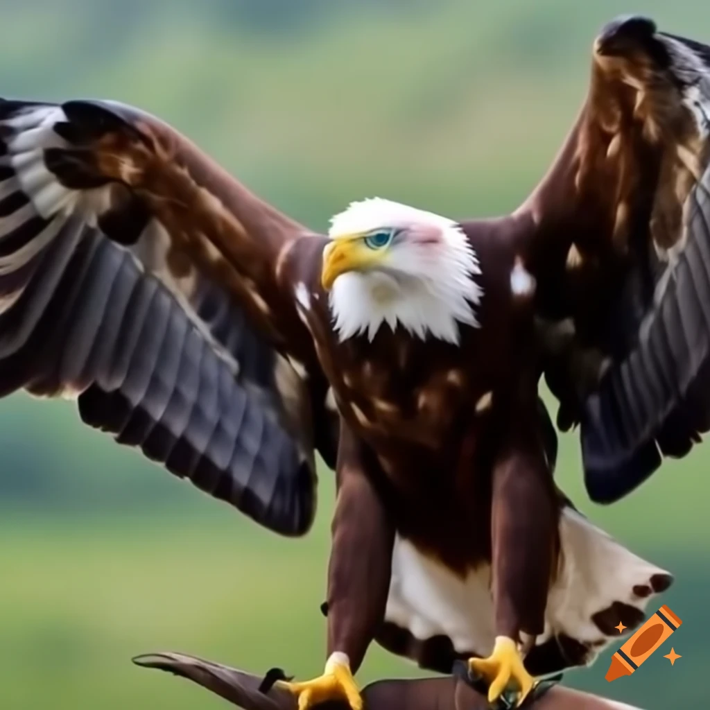Hyper realistic eagle with outstretched wings facing forward on Craiyon