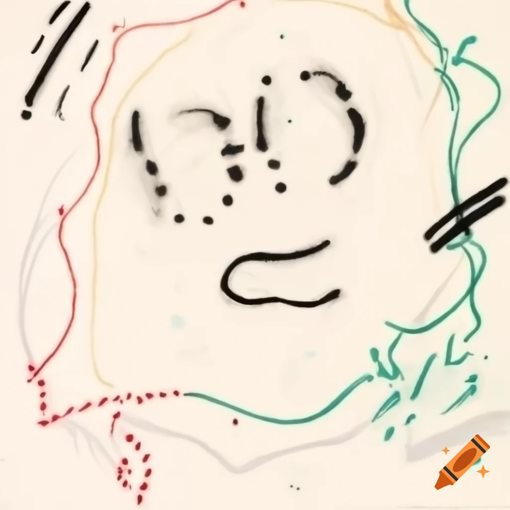 Abstract line drawing of a silly laughing face with geometric curves in ...