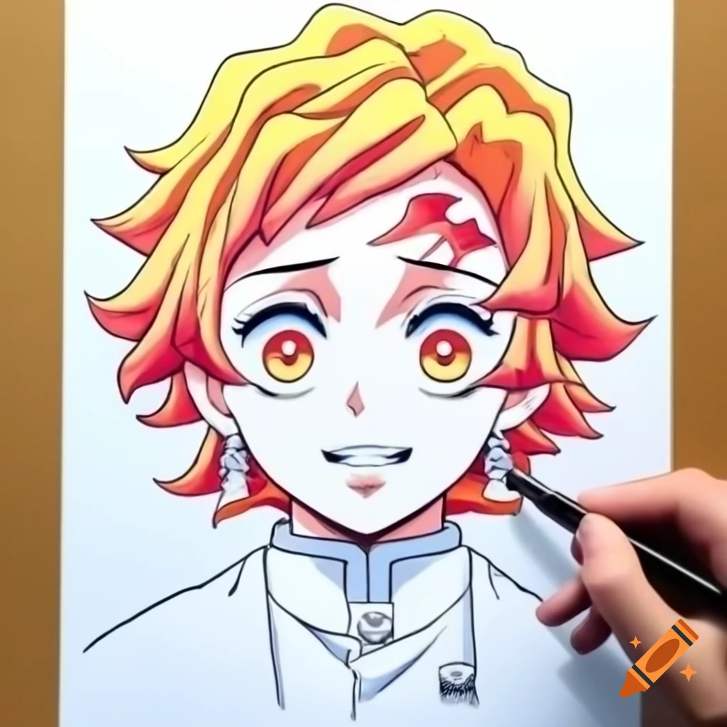 Ink drawing of a demon slayer character on Craiyon