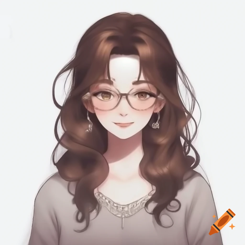 Character Freya in casual outfit with glasses and brunette hair ...