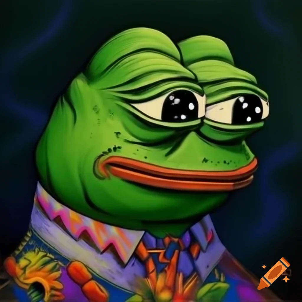 Psychedelic art featuring Pepe the frog in Alex Grey style on Craiyon