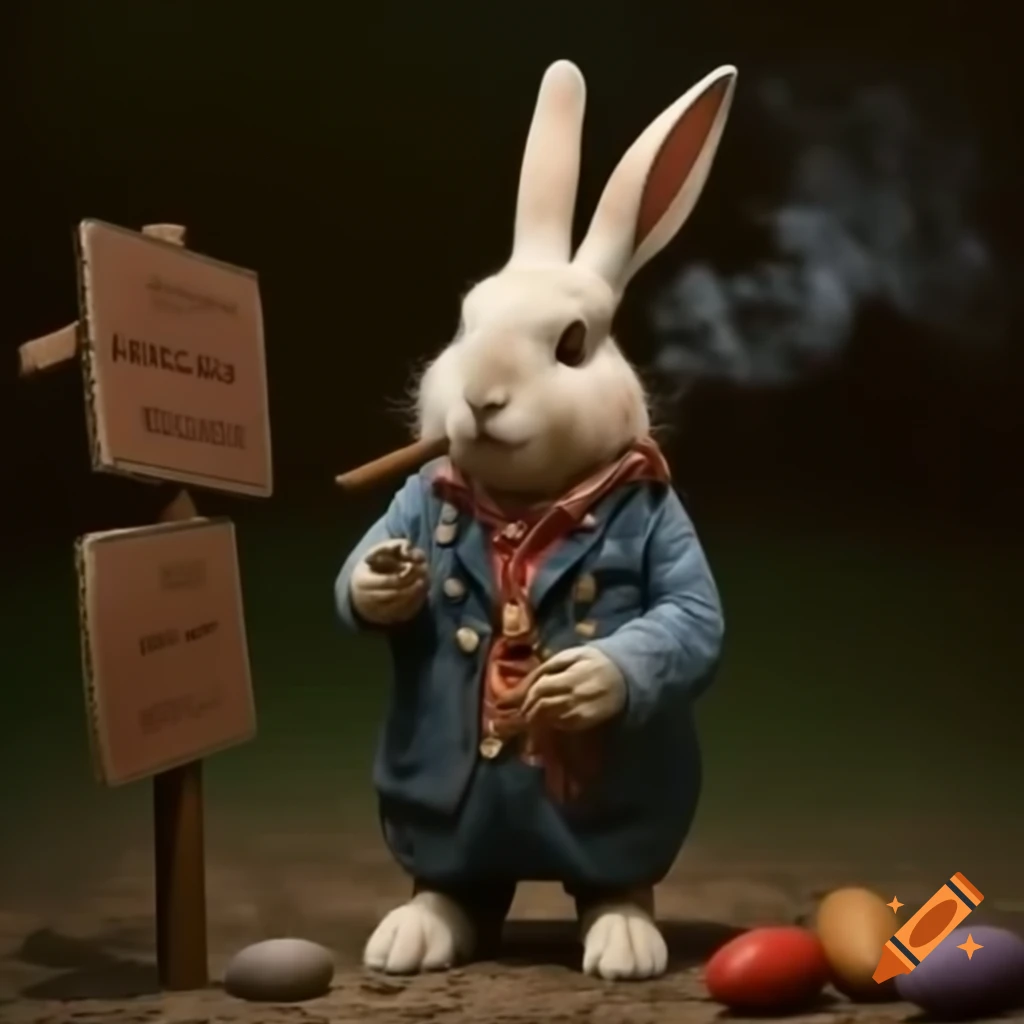 Hyper-realistic depiction of a bunny dressed as Jesus for Easter with a ...