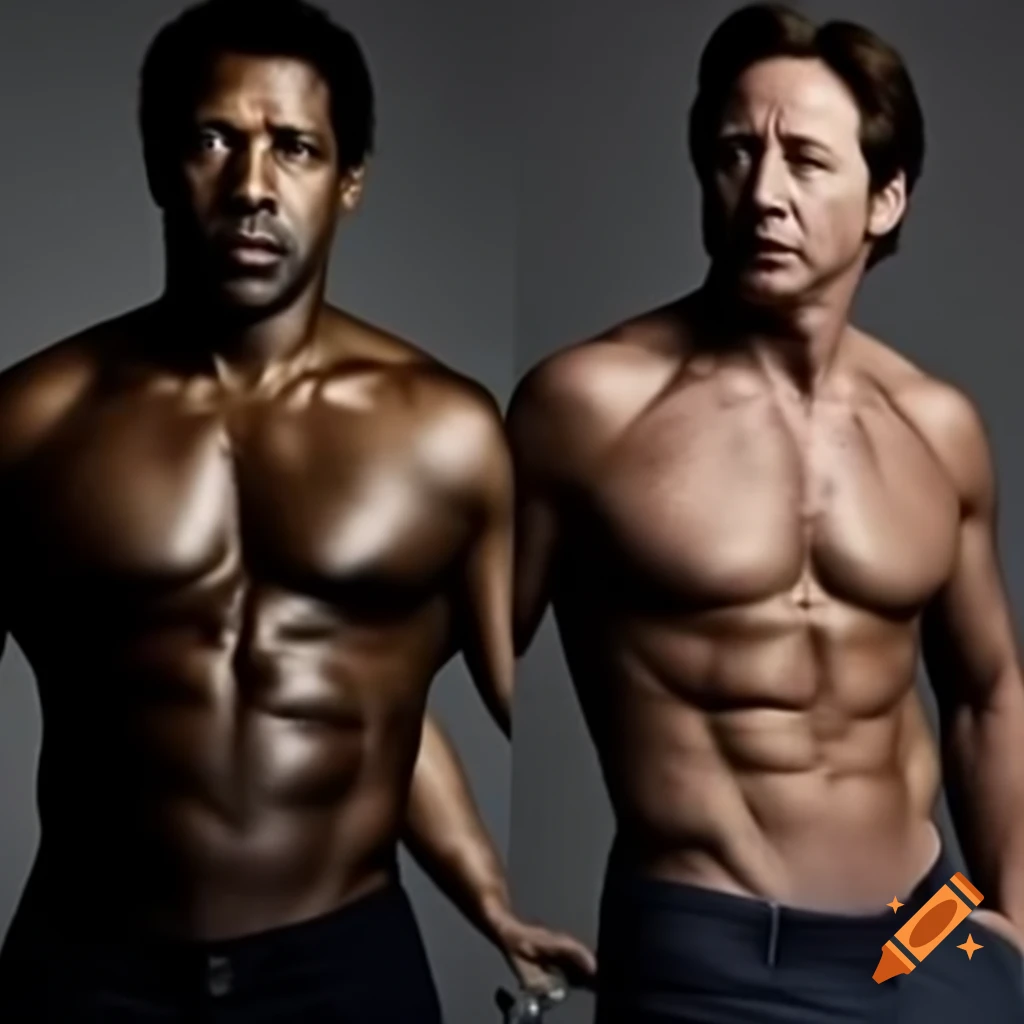 Denzel Washington and David Duchovny showcasing muscular physique on ...