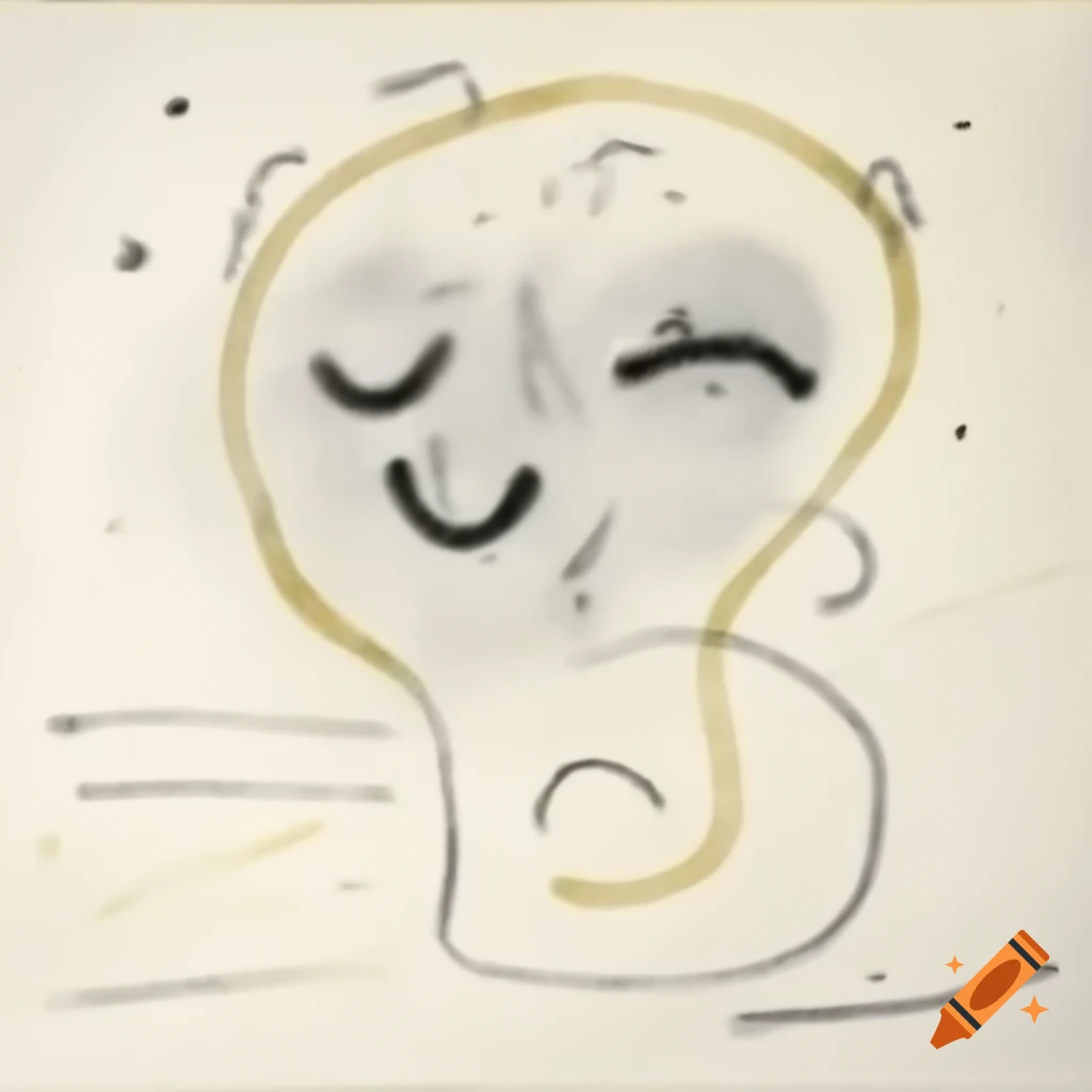 Abstract line drawing of a silly laughing face with geometric curves in ...