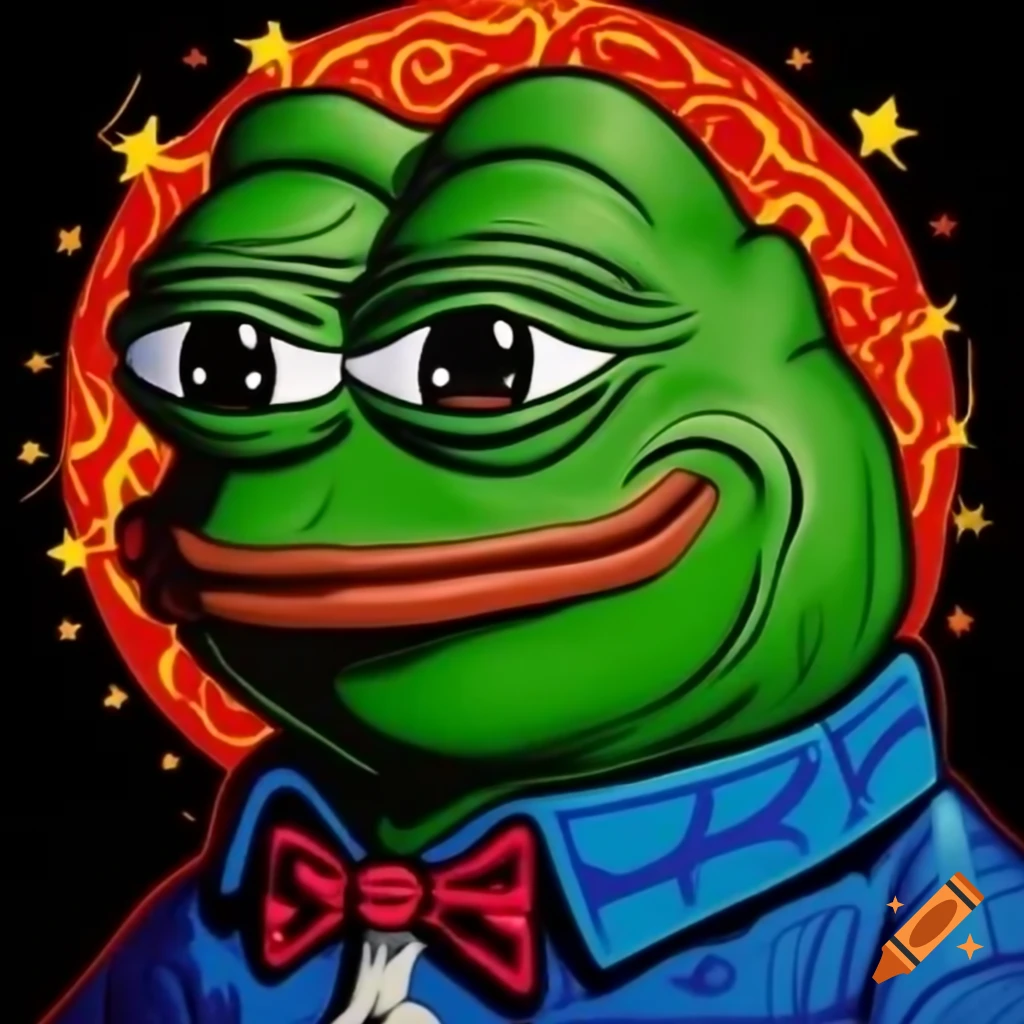 Psychedelic art featuring Pepe the frog in Alex Grey style on Craiyon