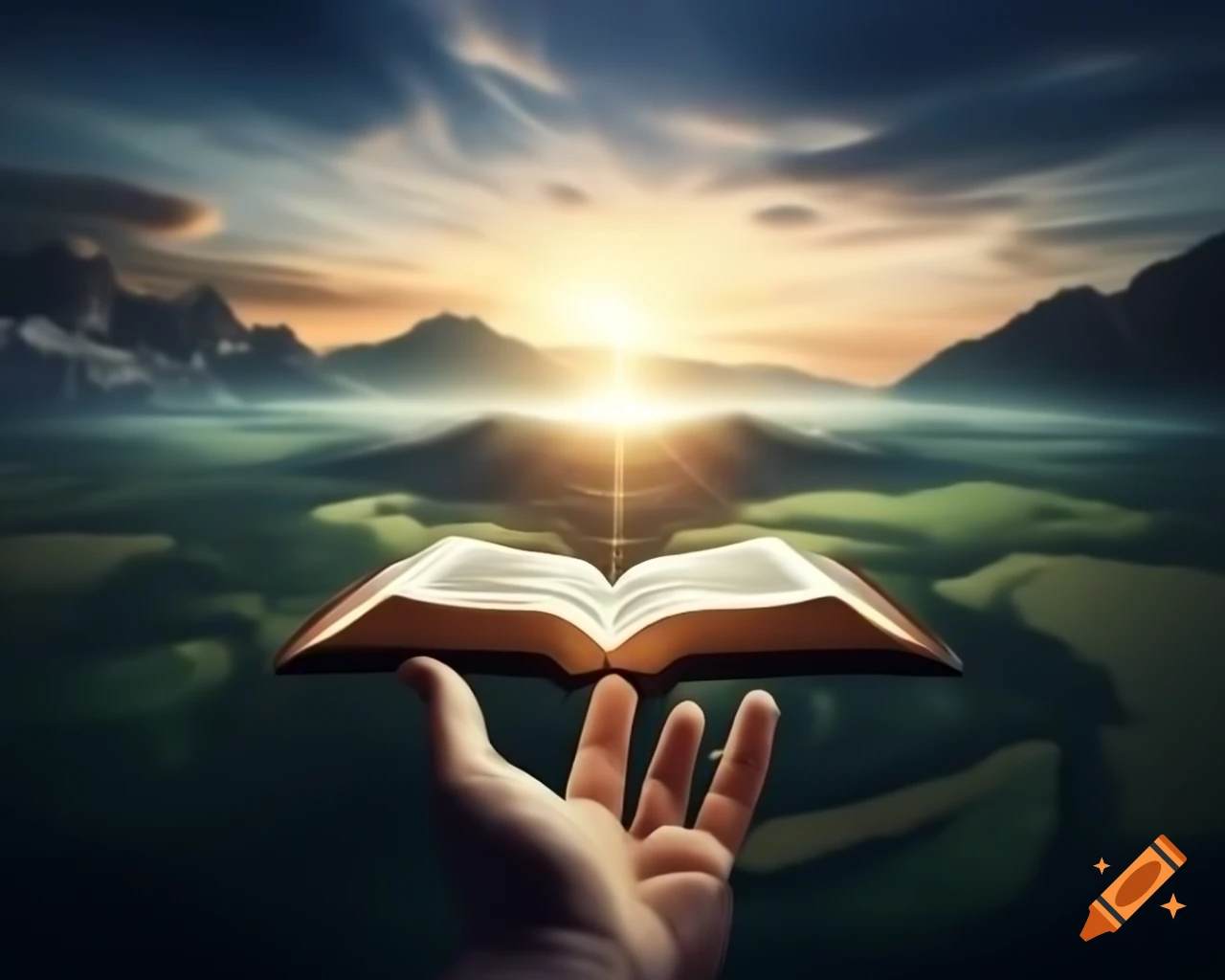 Highly detailed hyper realistic depiction of the Bible on Craiyon