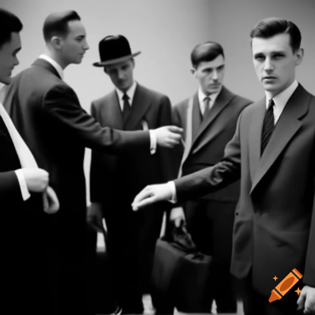 1950s men in sharp suits representing professionalism and stability on ...
