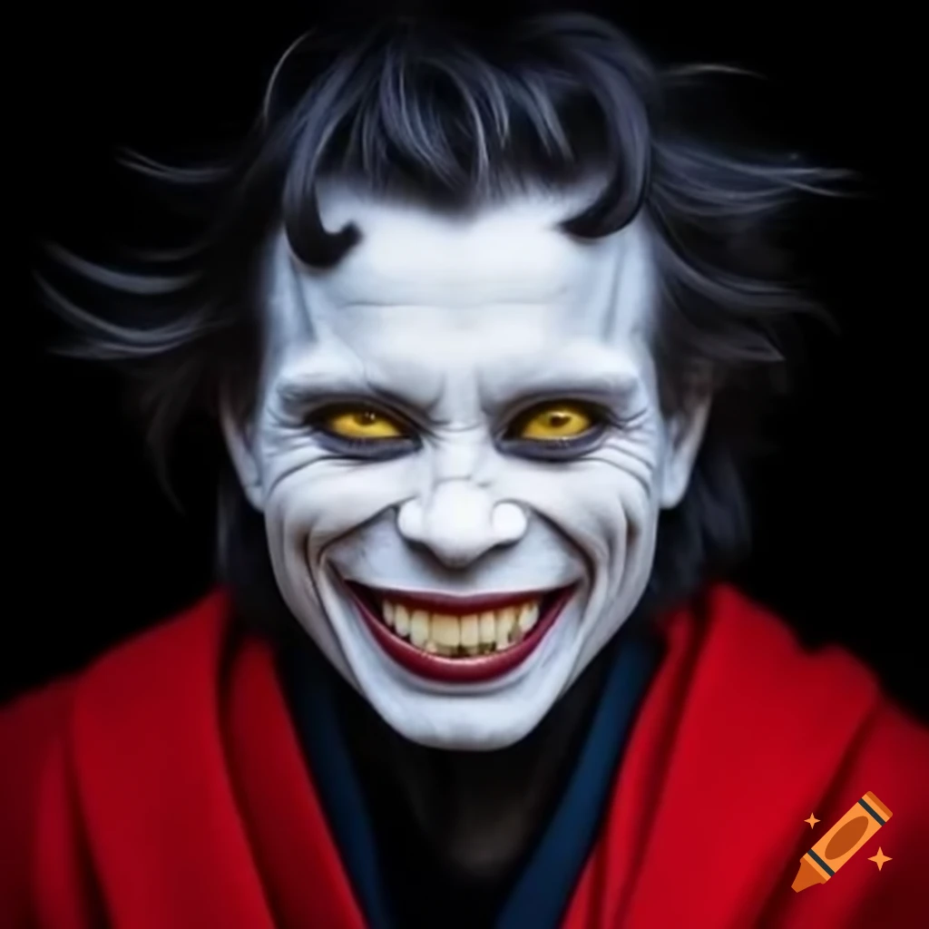 Male figure with bumpy skin and messy hair in red ceremonial robe on ...