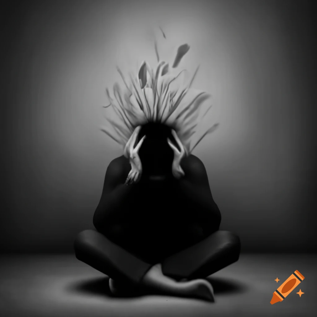 Animated person depicting struggles with chaotic emotions in a calm ...