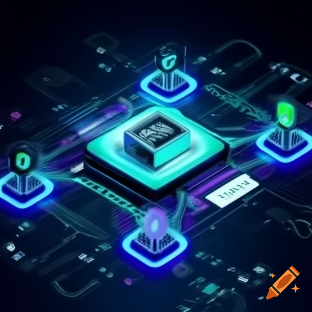 Futuristic DeFi interface showcasing digital blockchain network with ...