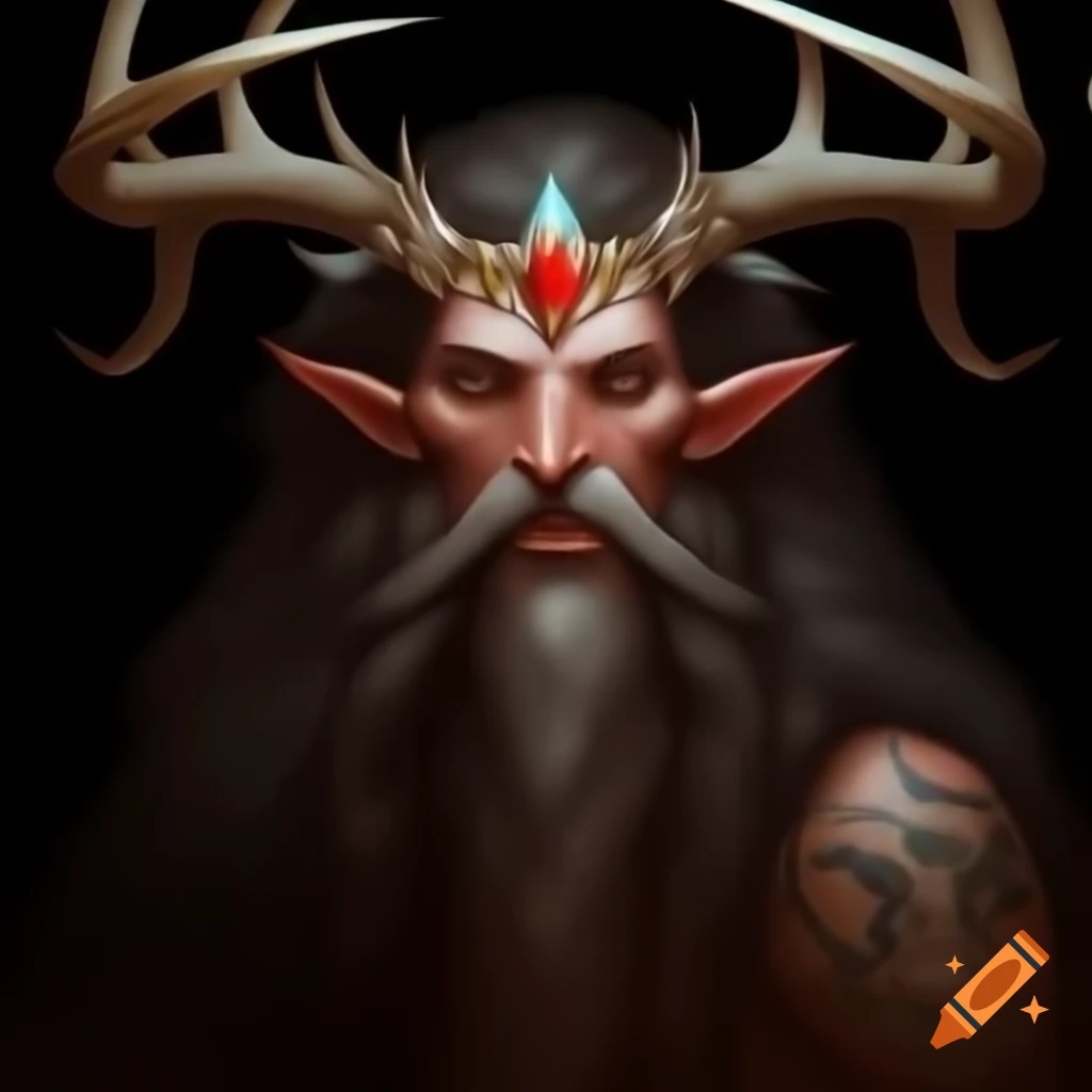 Elaborate crown of horns antler tattoo inspired by nature and fey ...