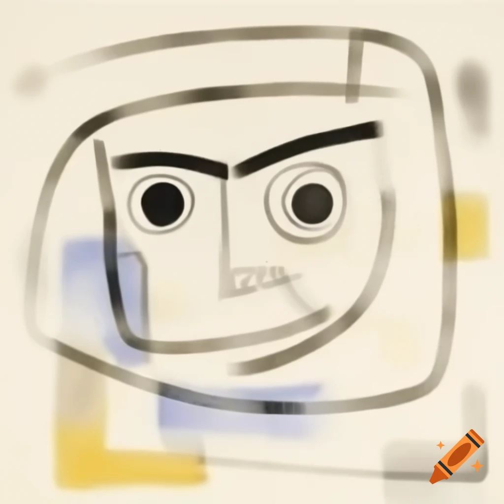 Abstract line drawing of a laughing silly face with geometric curves in ...