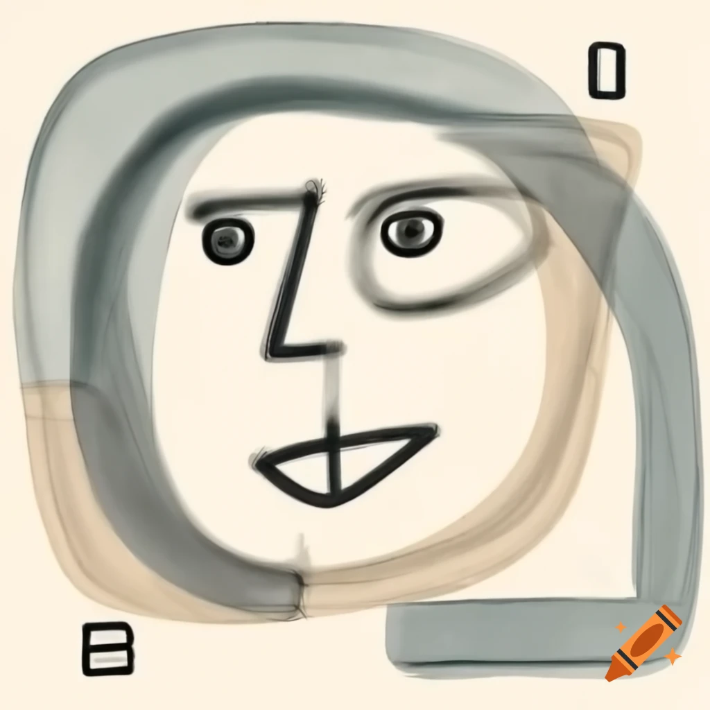 Abstract line drawing of a laughing face in Mondrian and expressionism ...