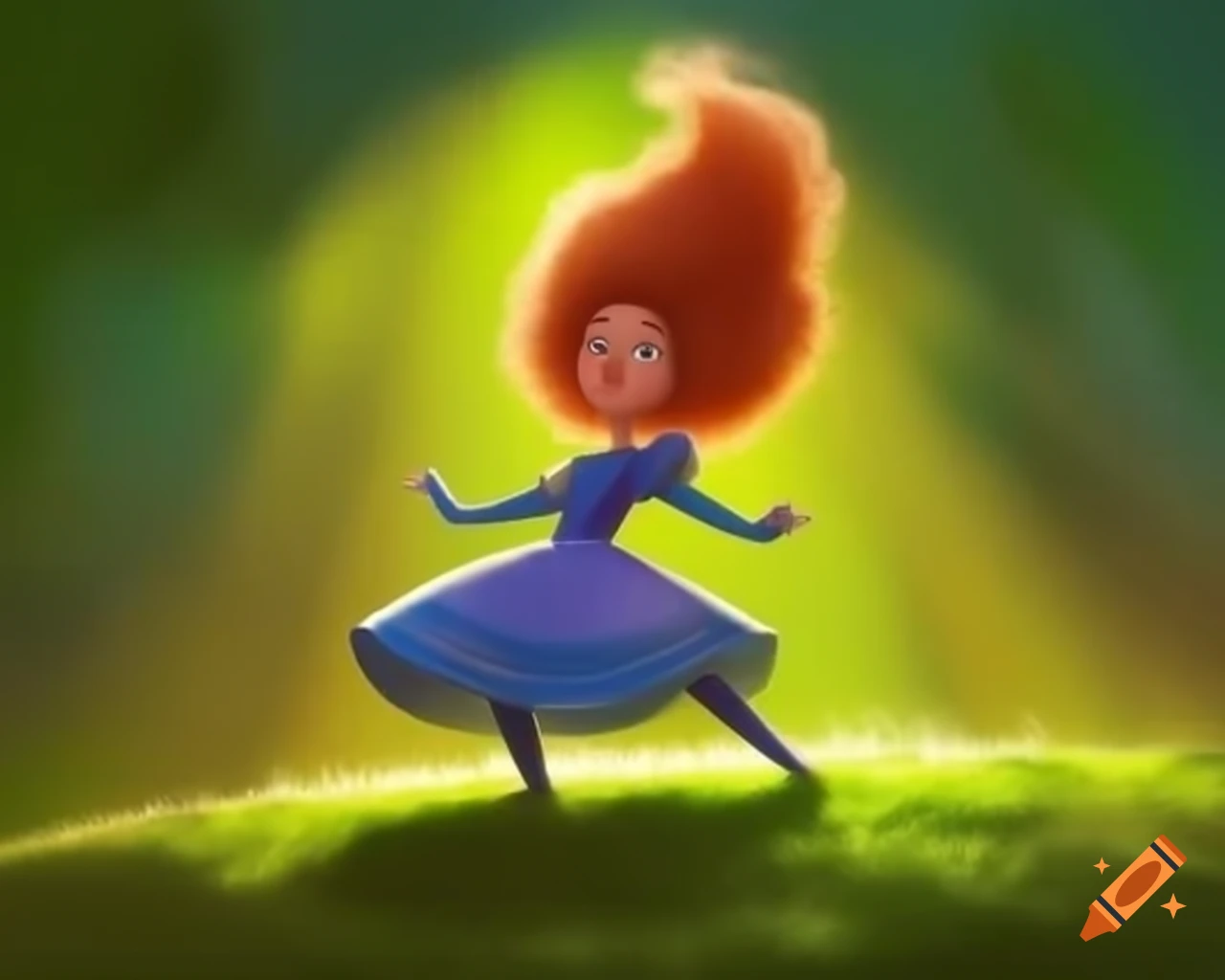 Disney Pixar style character of a girl in a fantasy world with open ...