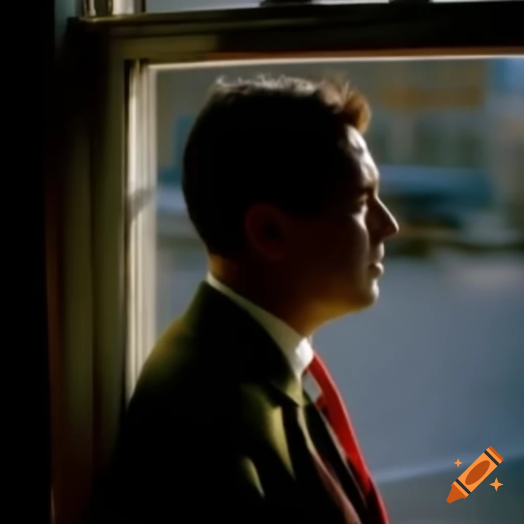 British man passerby in green and red attire looking up at window on ...