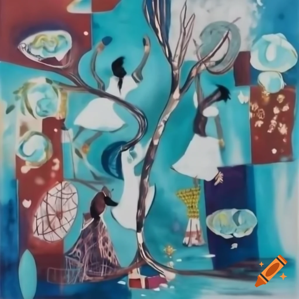 Abstract painting for ethno-jazz album cover with vivid colors and ...